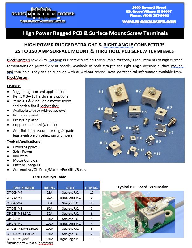 PCB & Surface Mount Screw Terminals & Blocks – BlockMaster Terminal Blocks